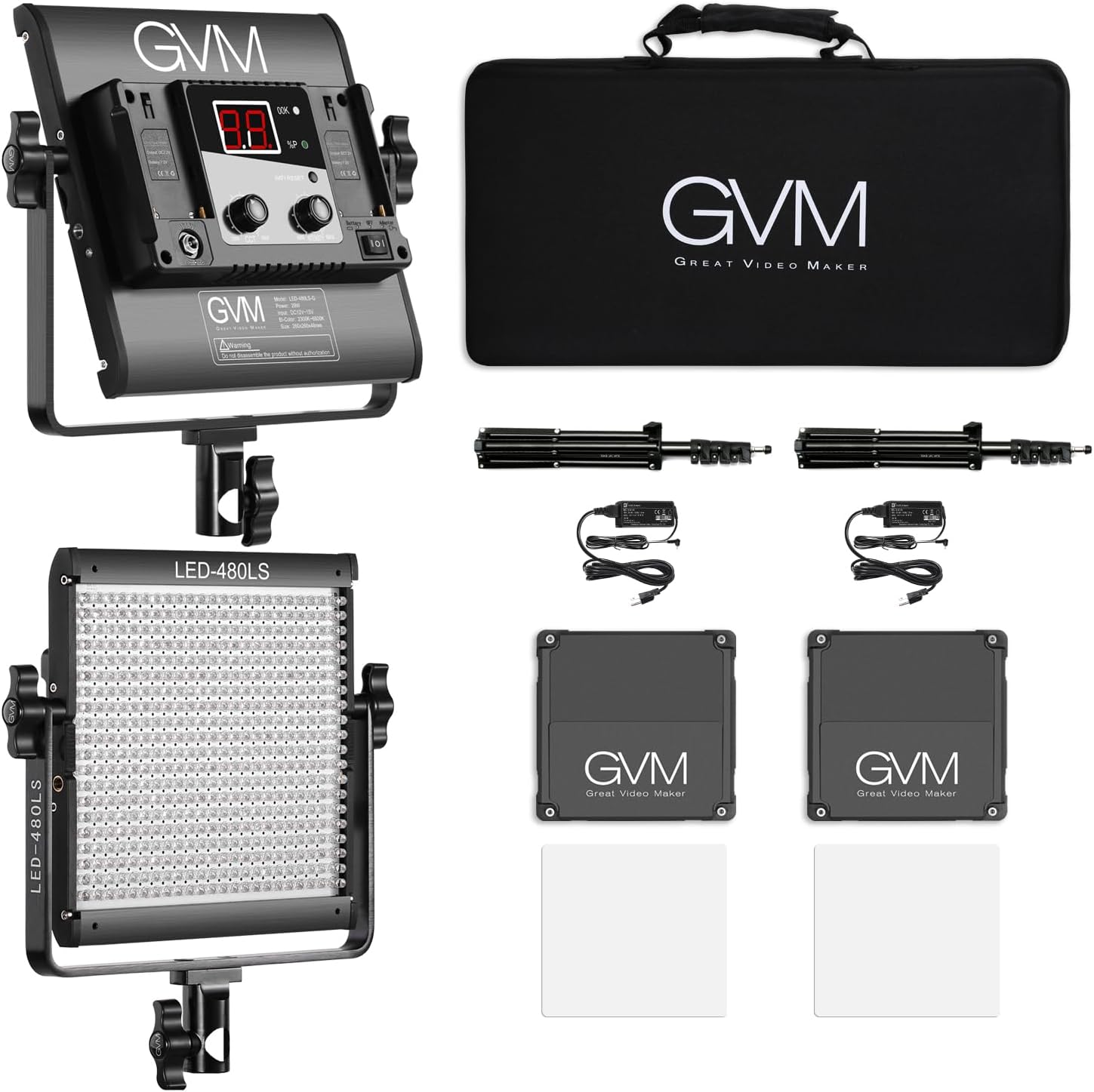 GVM Paquete de 2 kits de iluminación de video LED